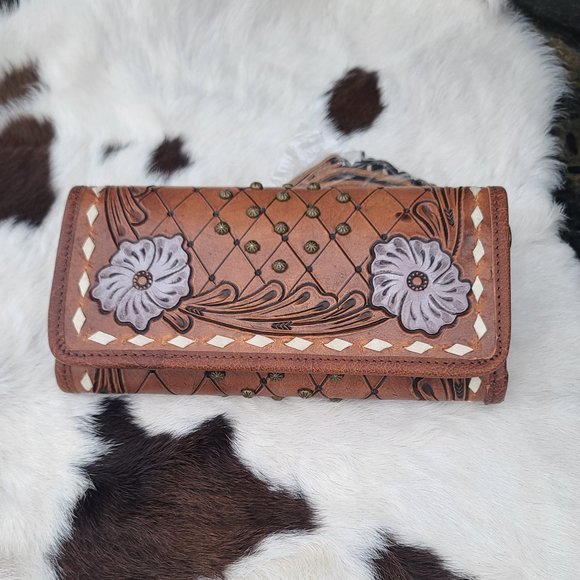 Bags | Nwt New American Darling Tooled Clutch Wallet | Poshmark
